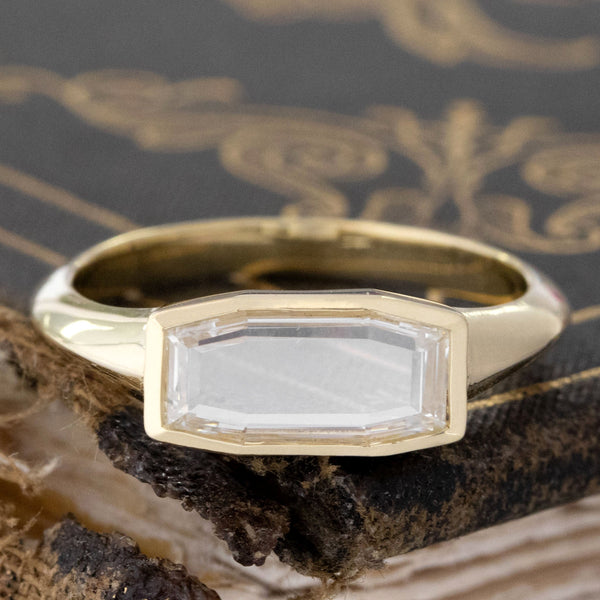 1.13ct Octagonal Step Cut Diamond Bezel Ring