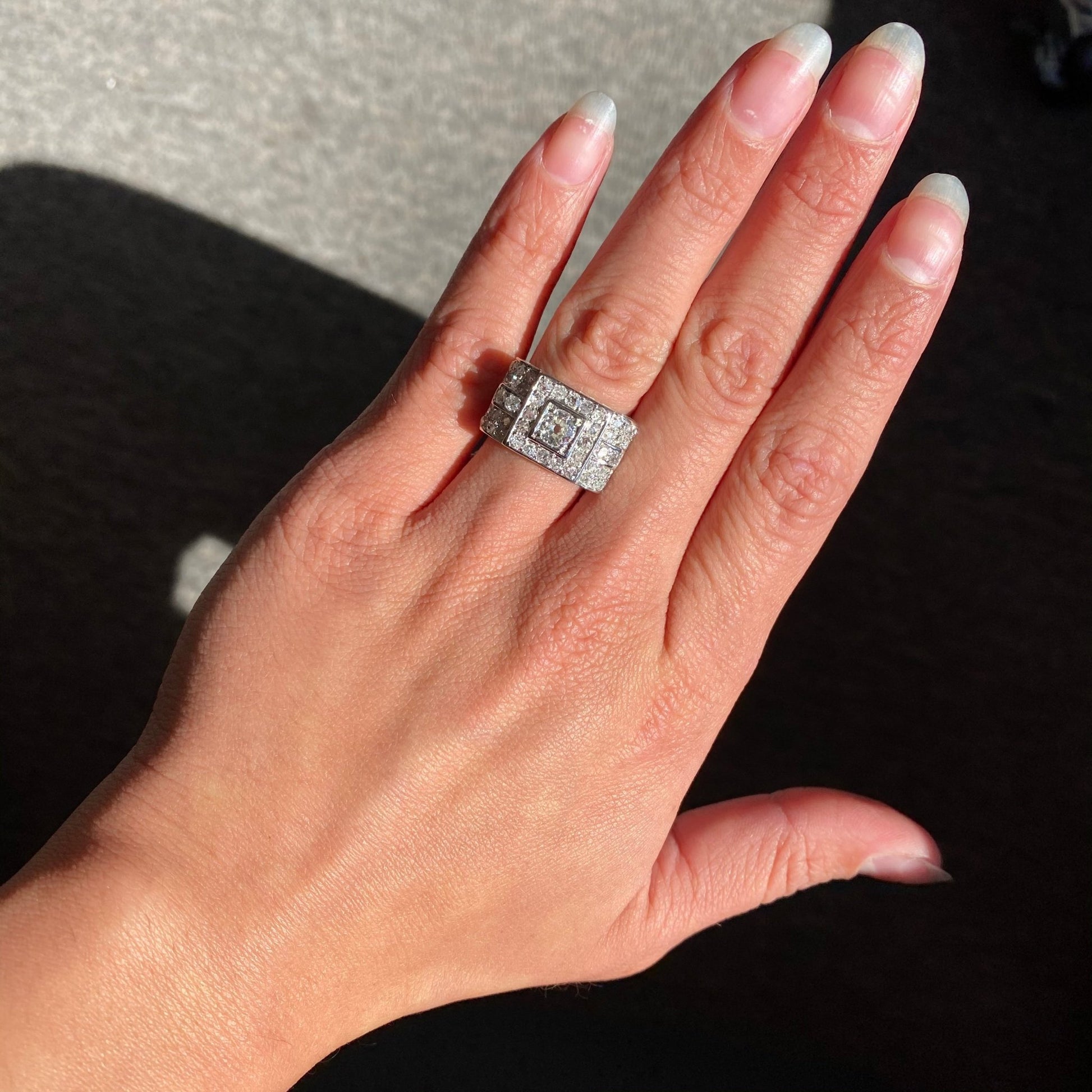 1.40ctw Art Deco Diamond Scroll Ring