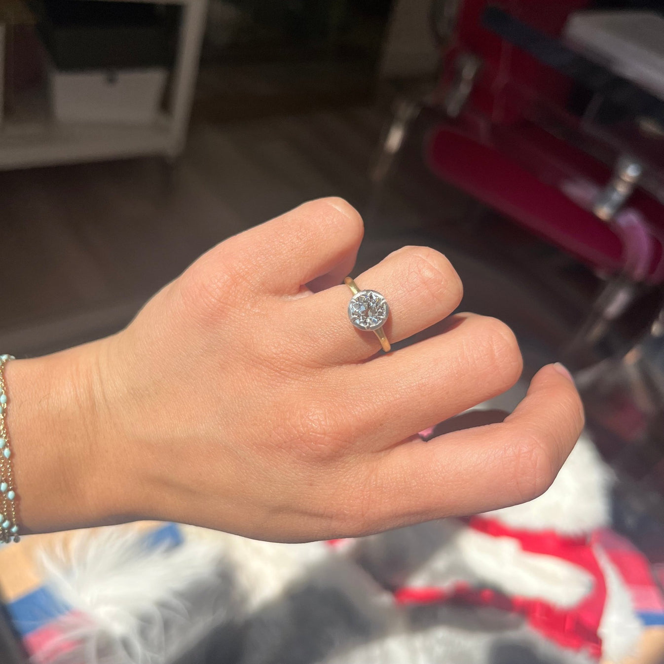 1.47ct Old European Cut Diamond Collet Solitaire