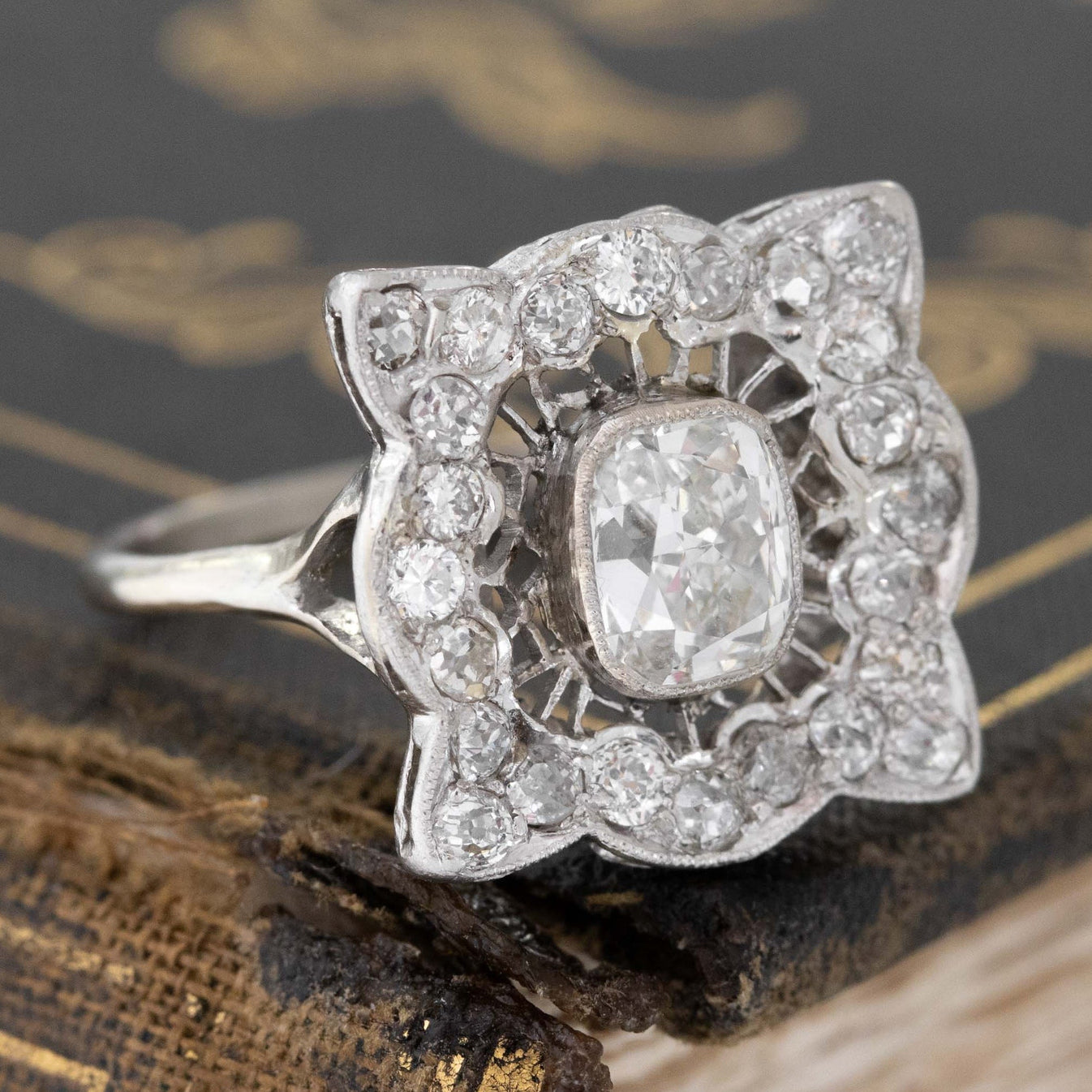 1.82ctw Elongated Cushion Cut Diamond Frame Ring