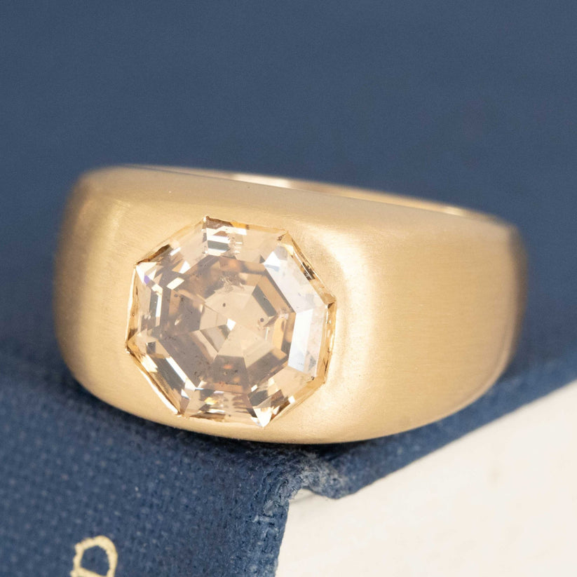 2.55ct Octagonal Cut Diamond Bezel Ring