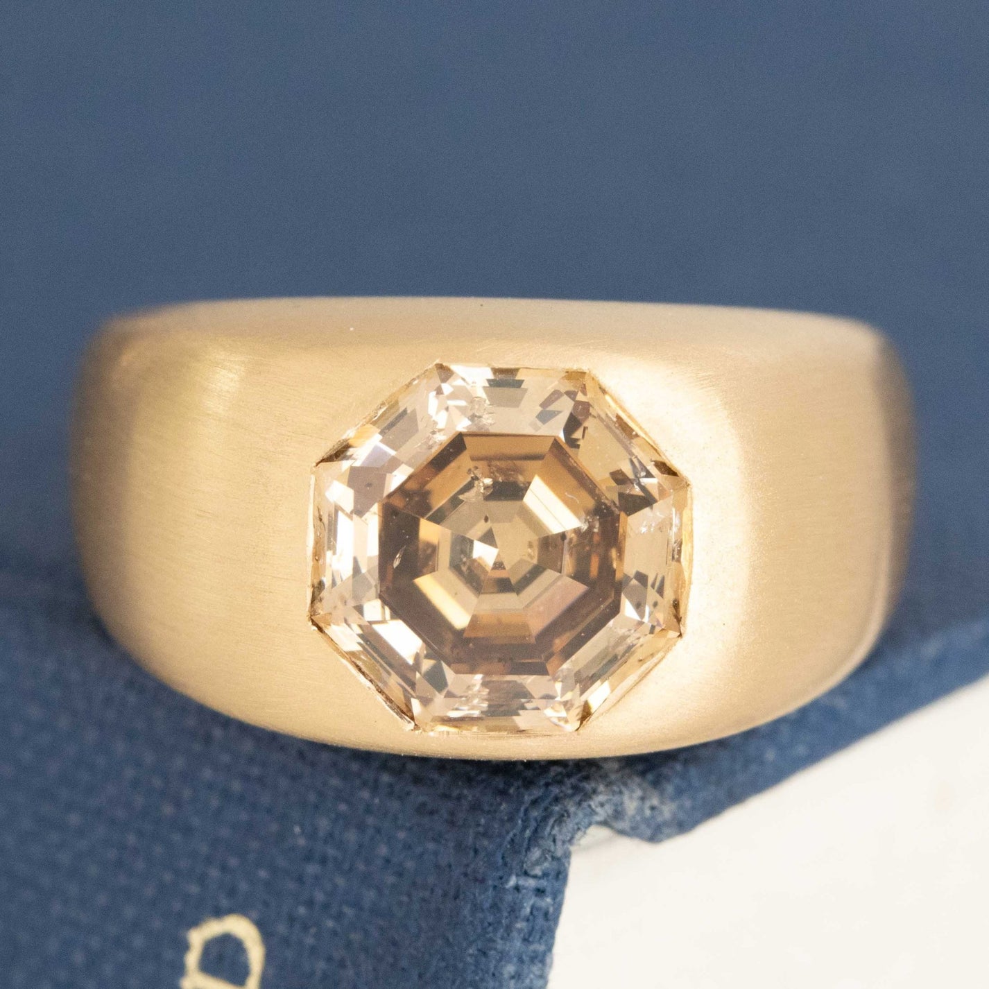 2.55ct Octagonal Cut Diamond Bezel Ring