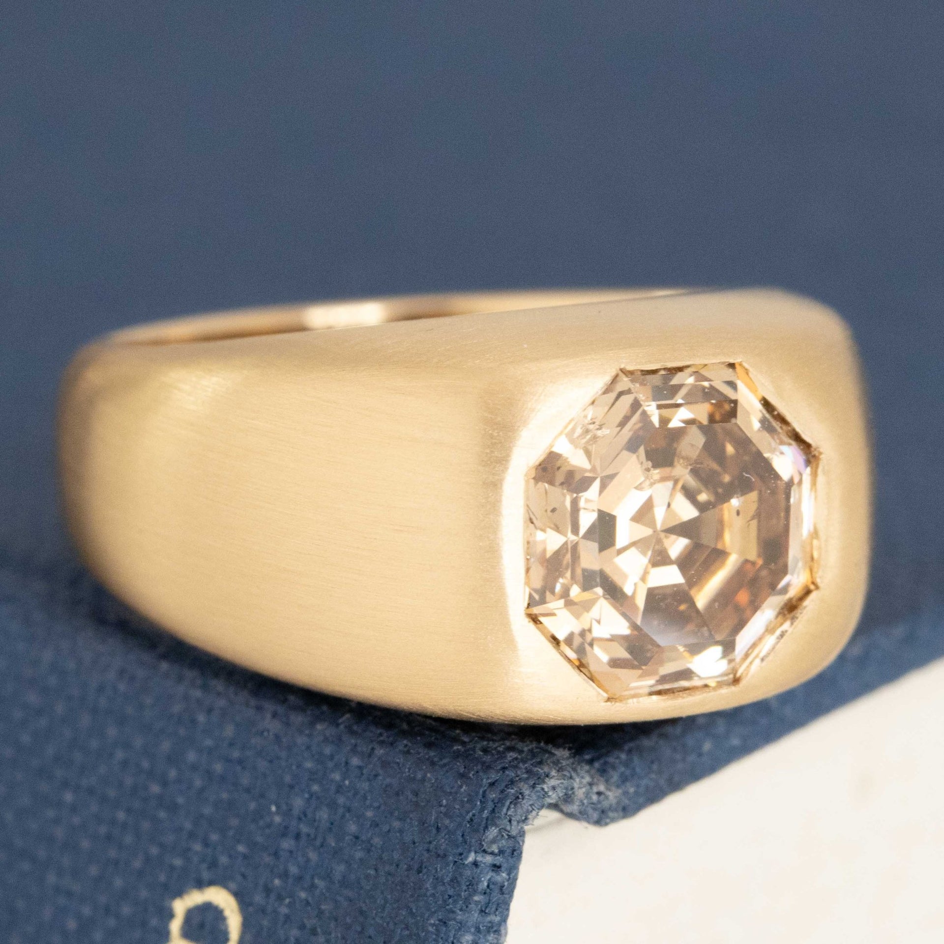 2.55ct Octagonal Cut Diamond Bezel Ring