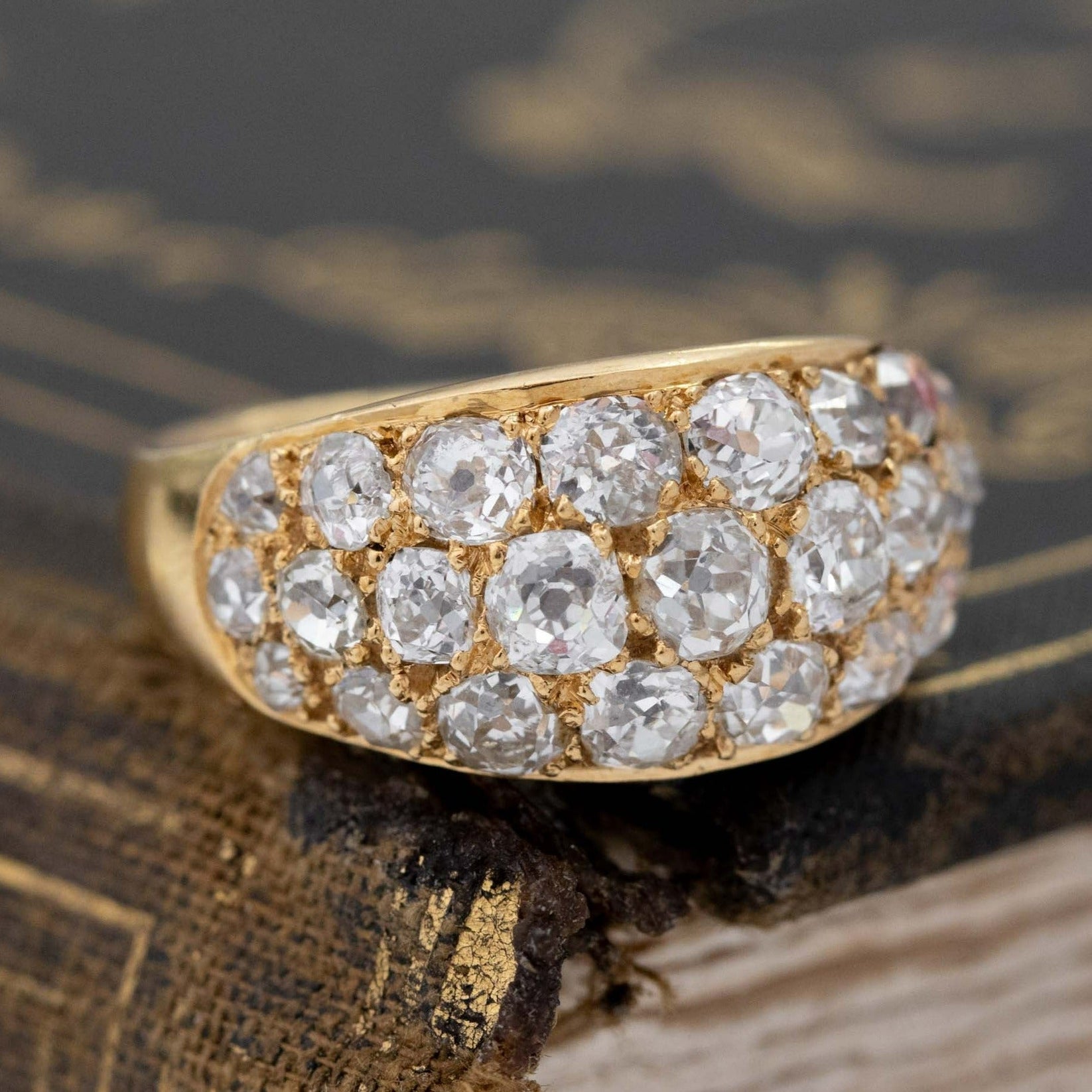 2.60ctw Old Mine Cut Diamond Cluster Dome Ring, French