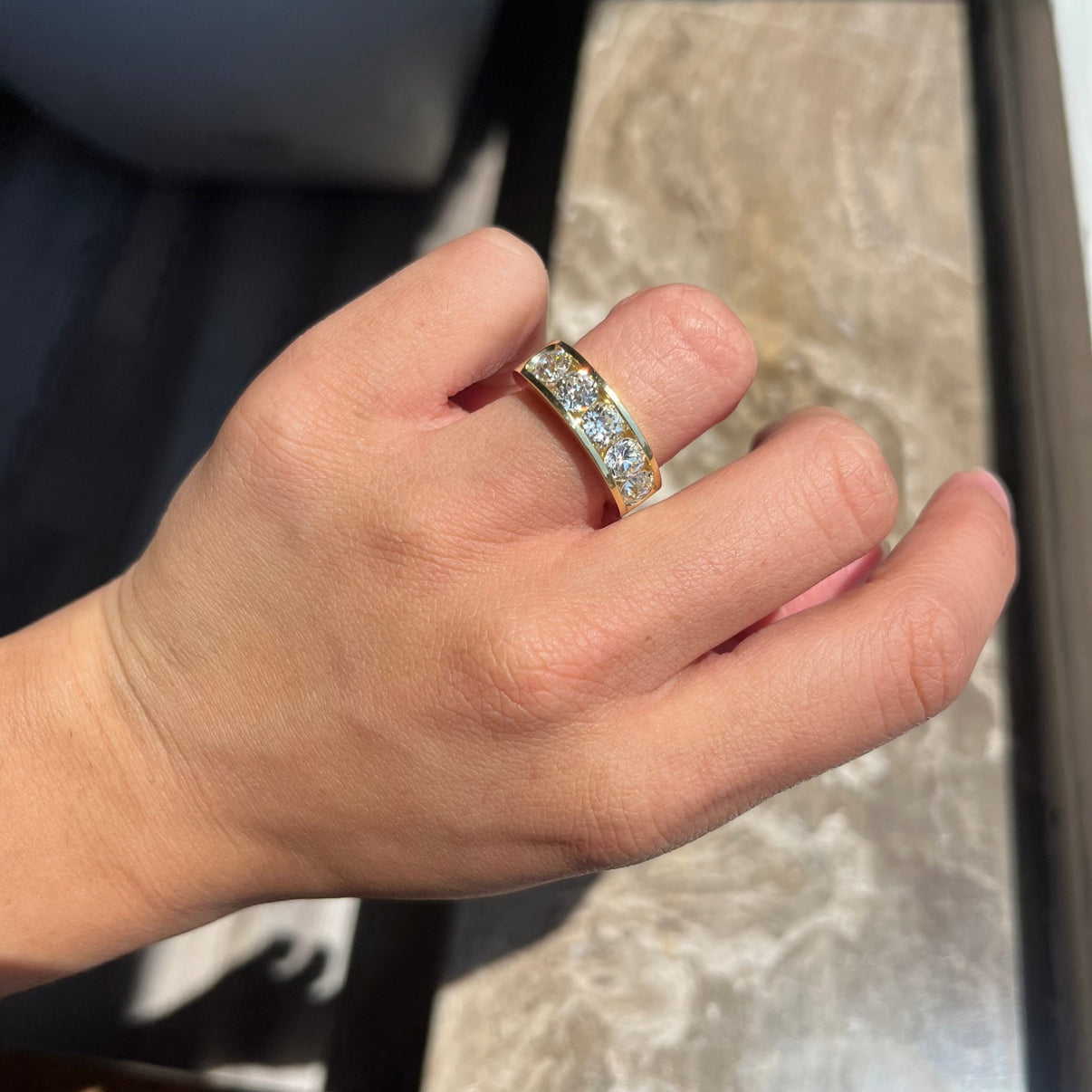 2.88ctw Old European Cut Diamond 5-Stone Channel Set Band