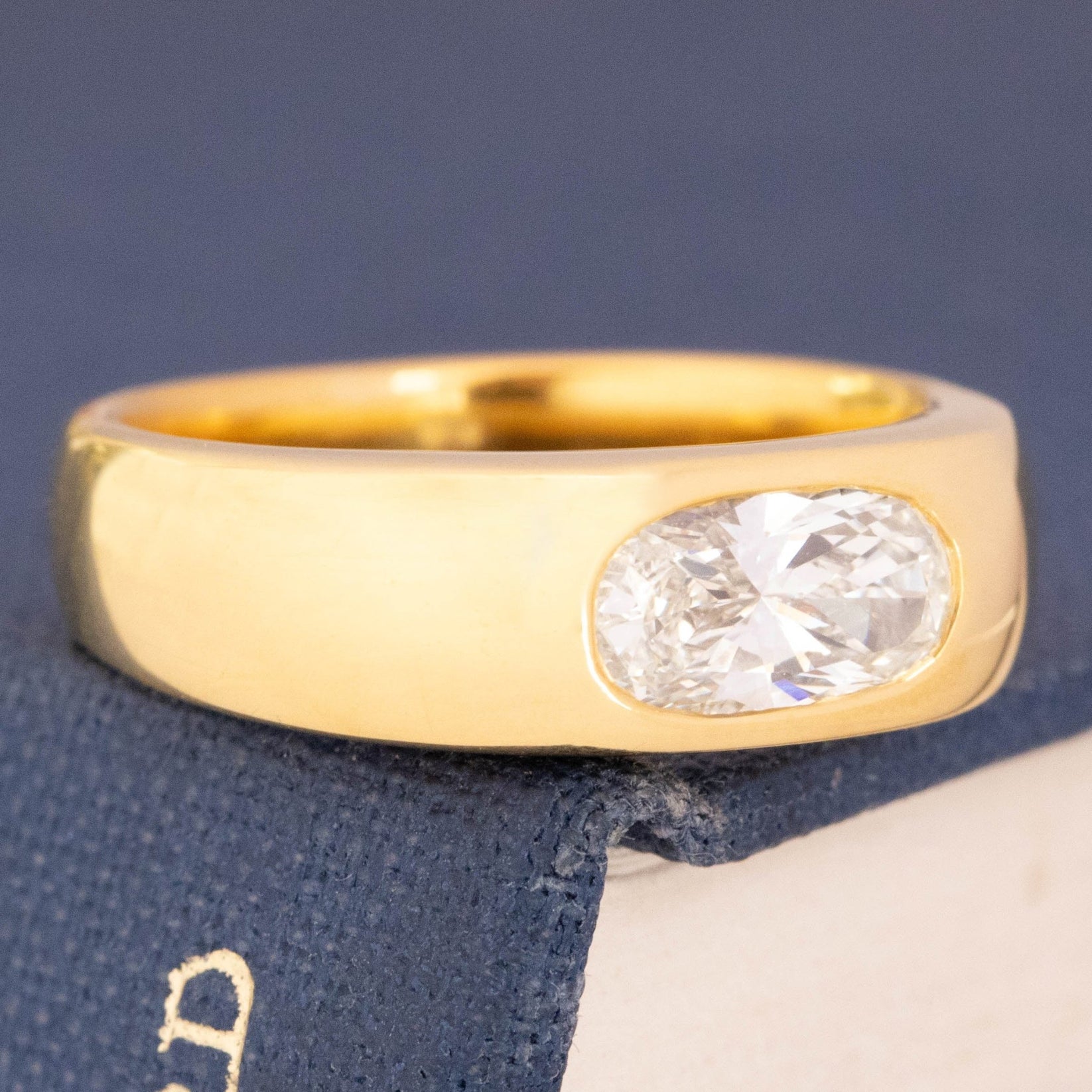.81ct Elongated Cushion Cut Diamond Chunky Bezel Ring
