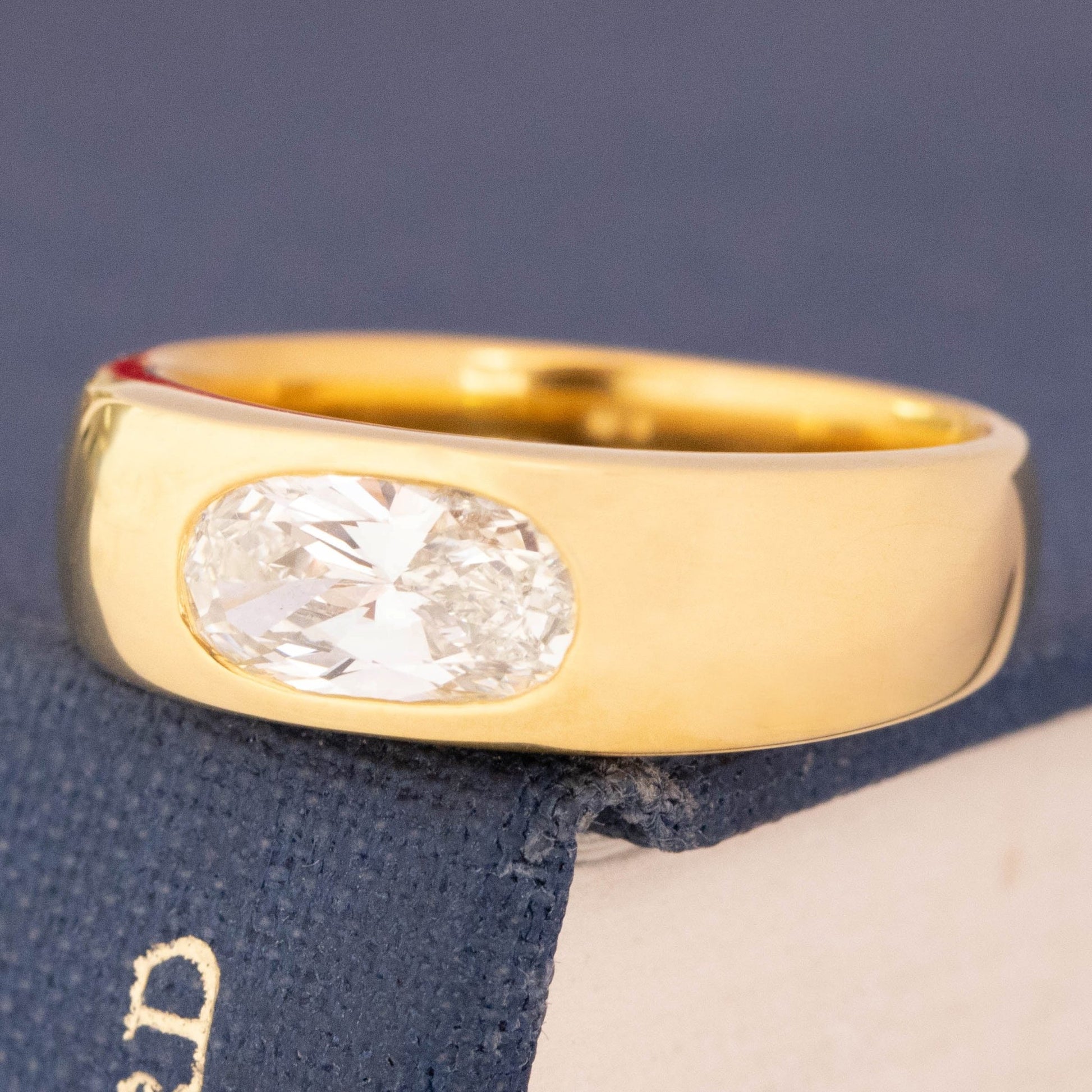 .81ct Elongated Cushion Cut Diamond Chunky Bezel Ring