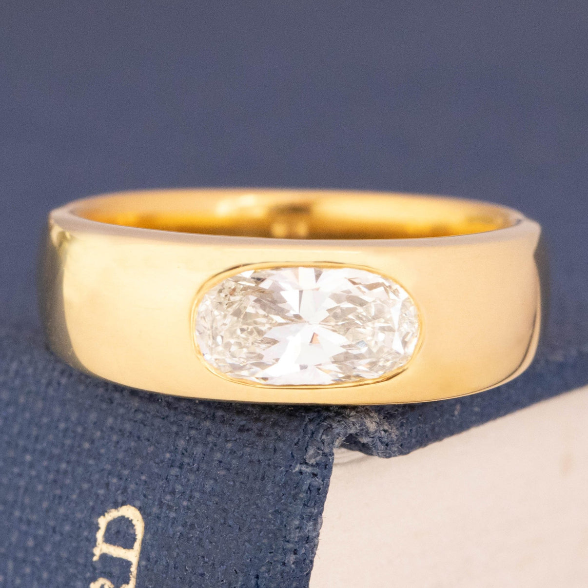 .81ct Elongated Cushion Cut Diamond Chunky Bezel Ring