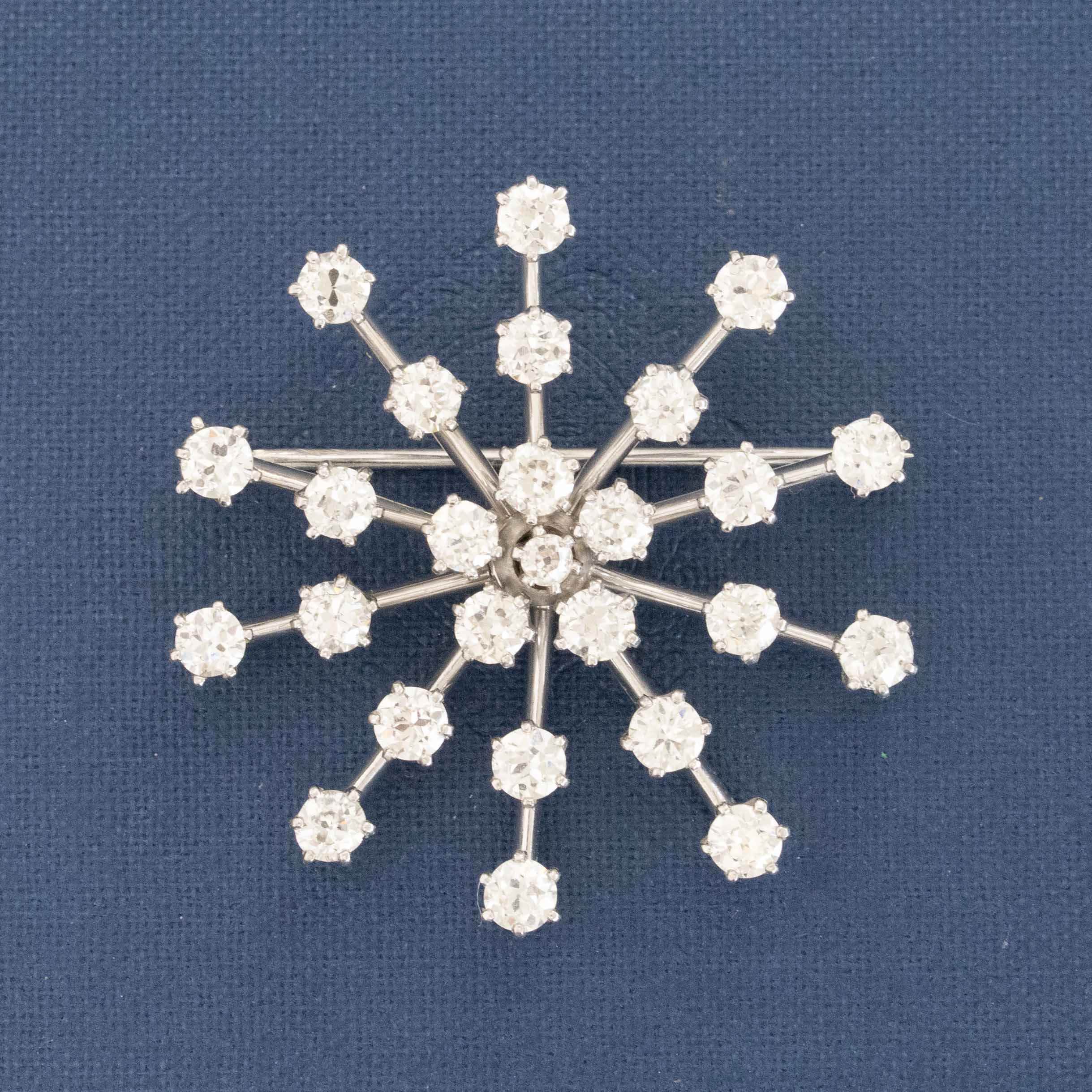 4.41ctw Vintage Old European Cut Diamond Snowflake Brooch/Pendant ...
