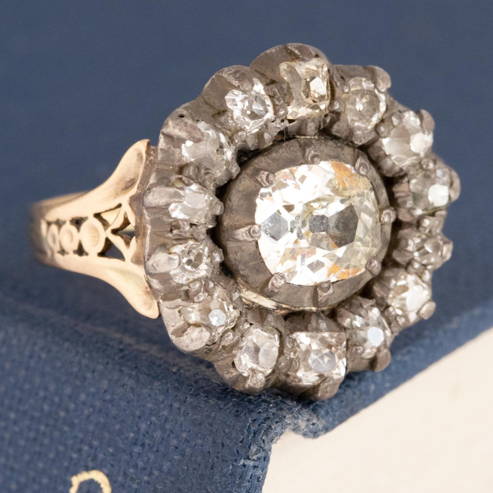 1.65ctw Georgian Old Mine Cut Diamond Collet Cluster Ring