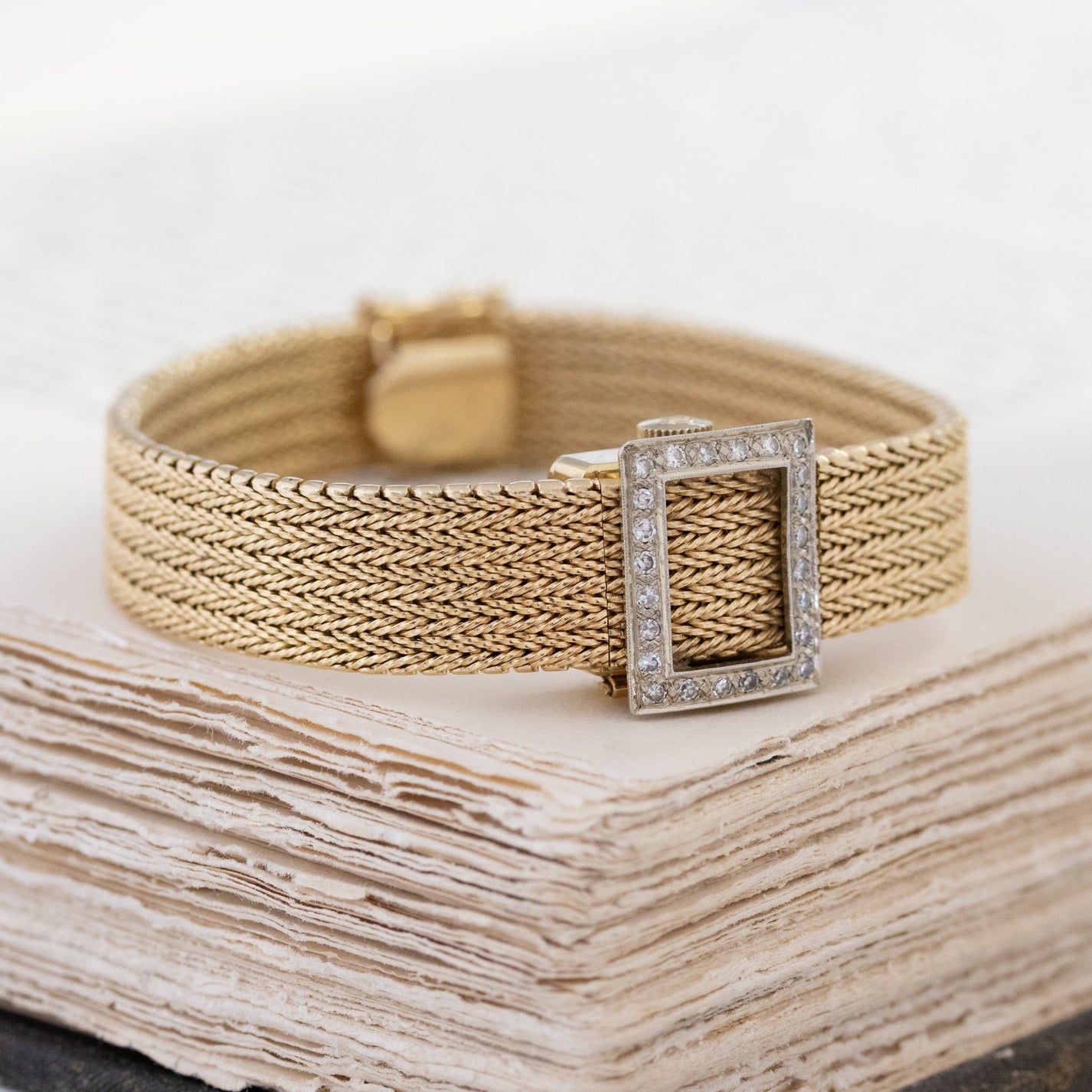 Vintage Diamond Mesh Bracelet Watch by Omega